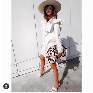 Zara | Dresses | Zara White Ruffle Mini Denim Dress | Poshmark